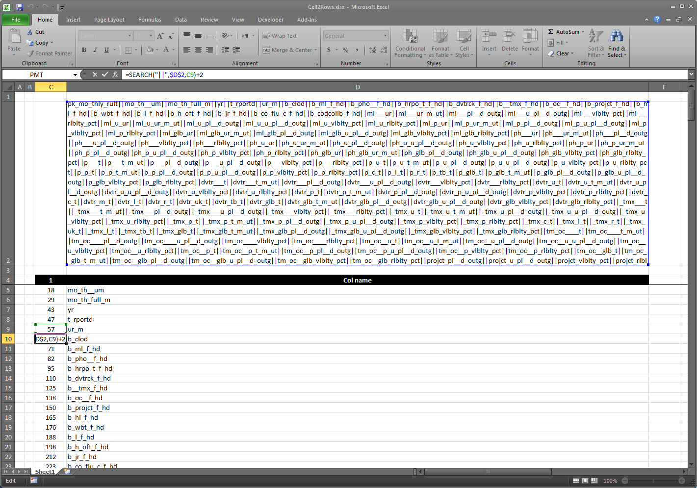MID SEARCH To Convert Cell To Rows XLf x s